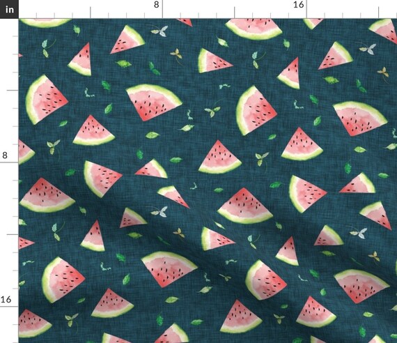 Watermelon Fabric Ambrosia Watermelon midnight Linen by - Etsy