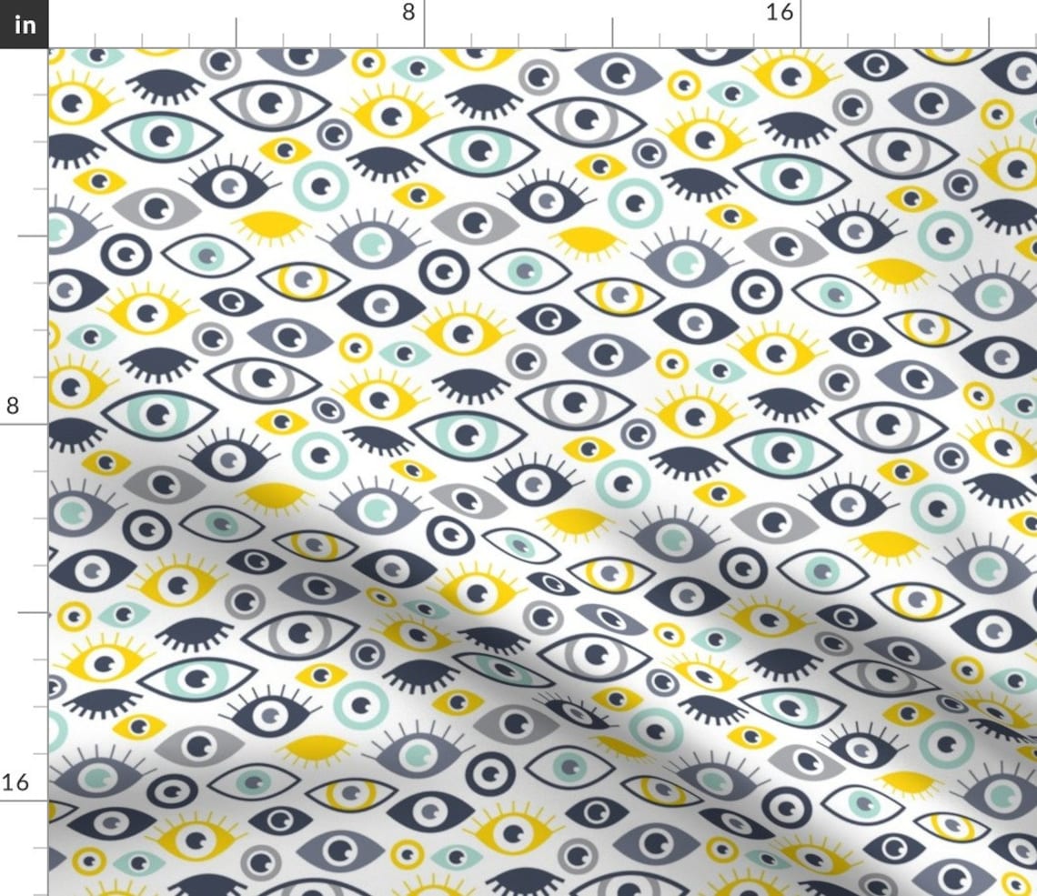 Eye Fabric Beautiful Eyes Retro Eye Lash and Love Wink | Etsy