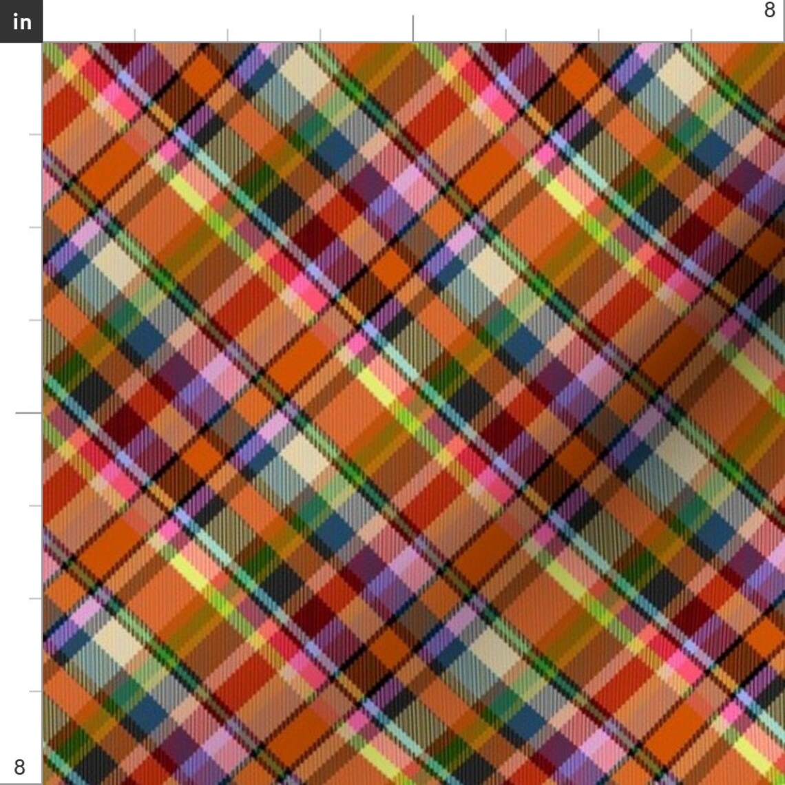 Plaid Fabric Mostly Orange Madras Plaid By Eclectic House | Etsy