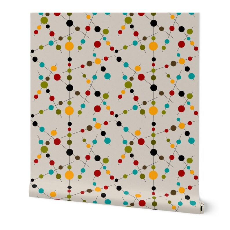 Mid Century Modern Atomic Wallpaper Bubbles and Sticks by | Etsy