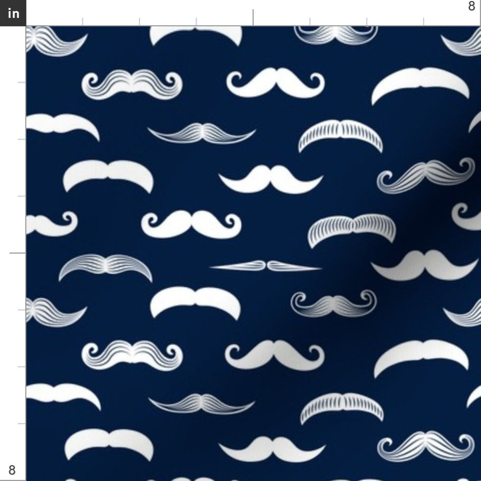 Facial Hair Fabric Mustaches on Navy by Littlearrowdesign - Etsy