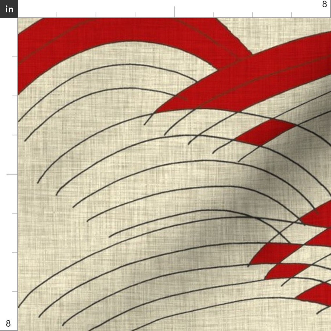 Linen Abstract Red Waves Fabric Cloud Line Linen Red by - Etsy