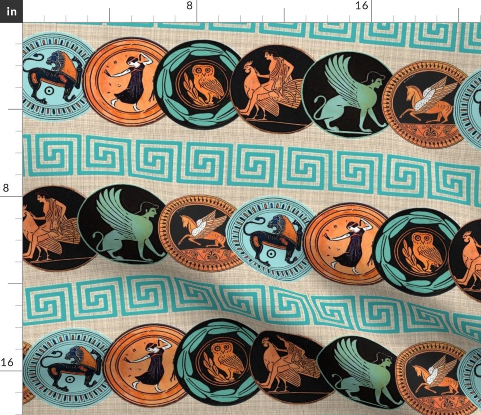 Greek Fabric Greek Plates by Lucybaribeau Greek Key | Etsy