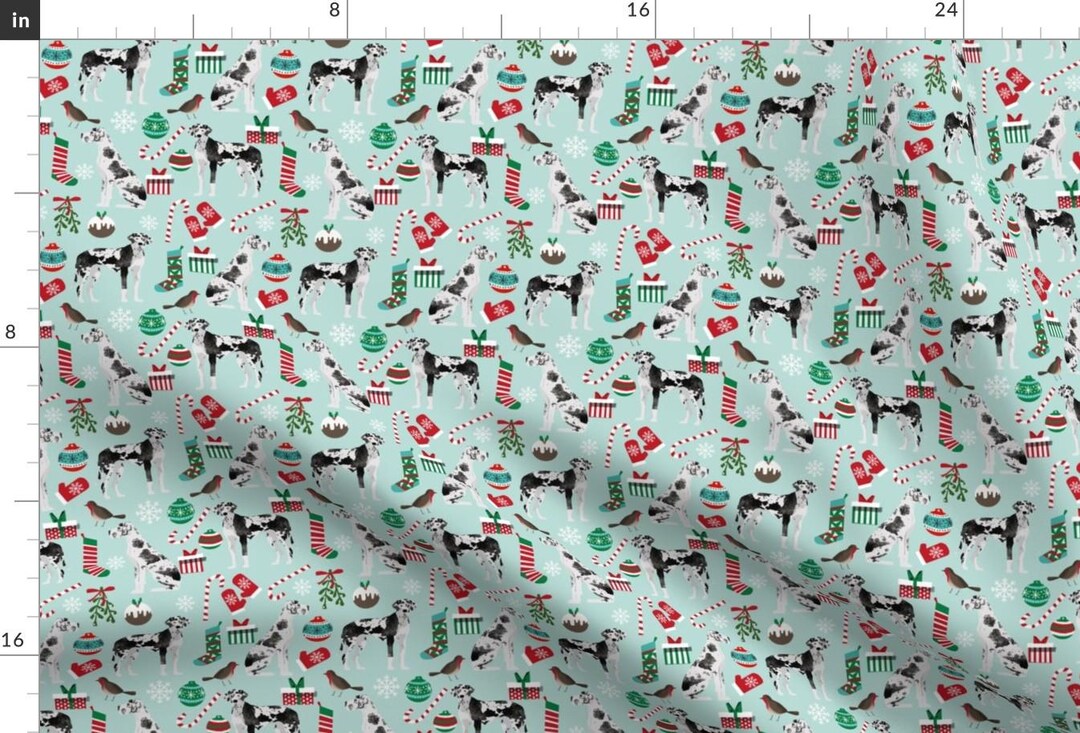 Great Dane Fabric - Great Dane Christmas Holiday Dogs Fabric by ...