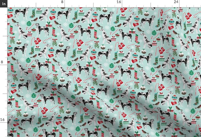 Great Dane Fabric - Great Dane Christmas Holiday Dogs Fabric by ...