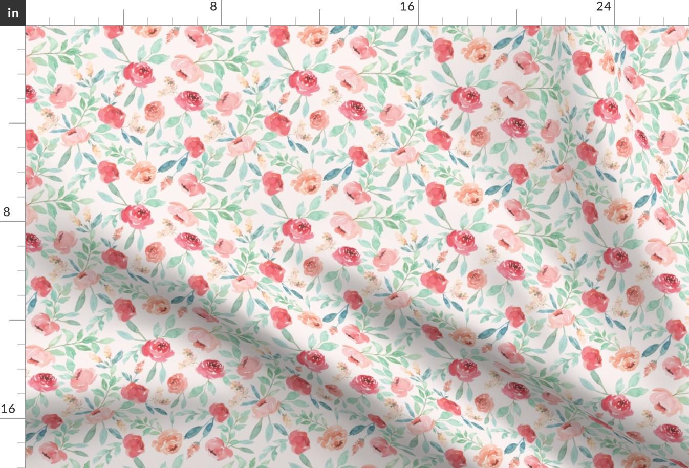 Fabric - Mini Watercolor Floral on Pink by Taylor Bates Creative Spring ...