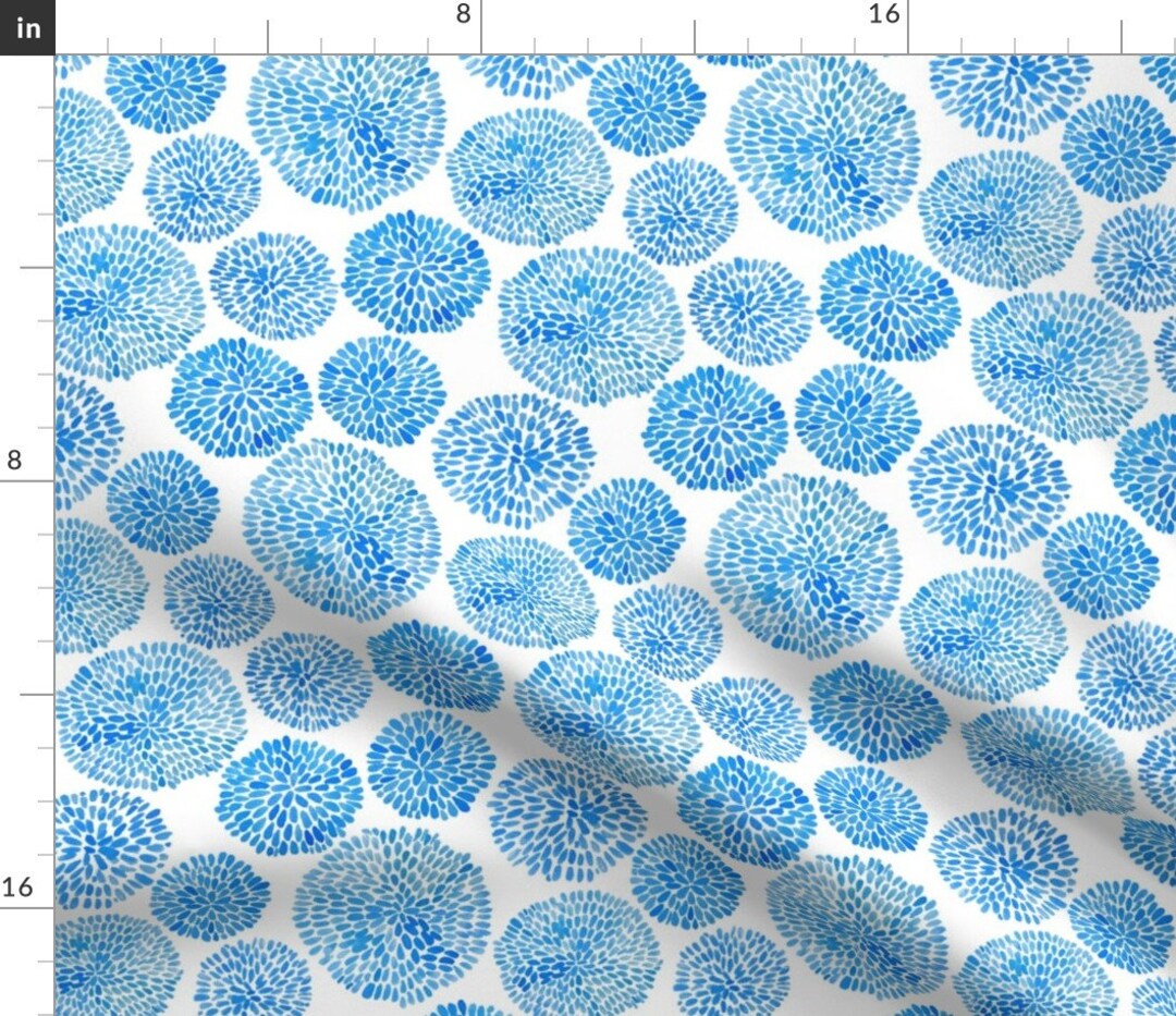 Blue Abstract Floral Fabric Japanese Garden by Tasiania - Etsy
