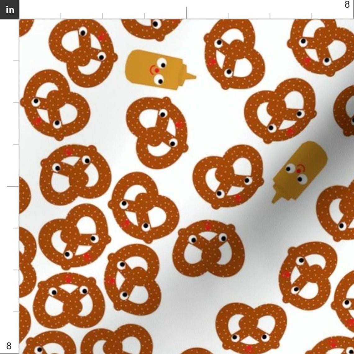 Cute Pretzel Fabric - Pretzels Mustard by Heidikenney - Pretzel Kawaii ...