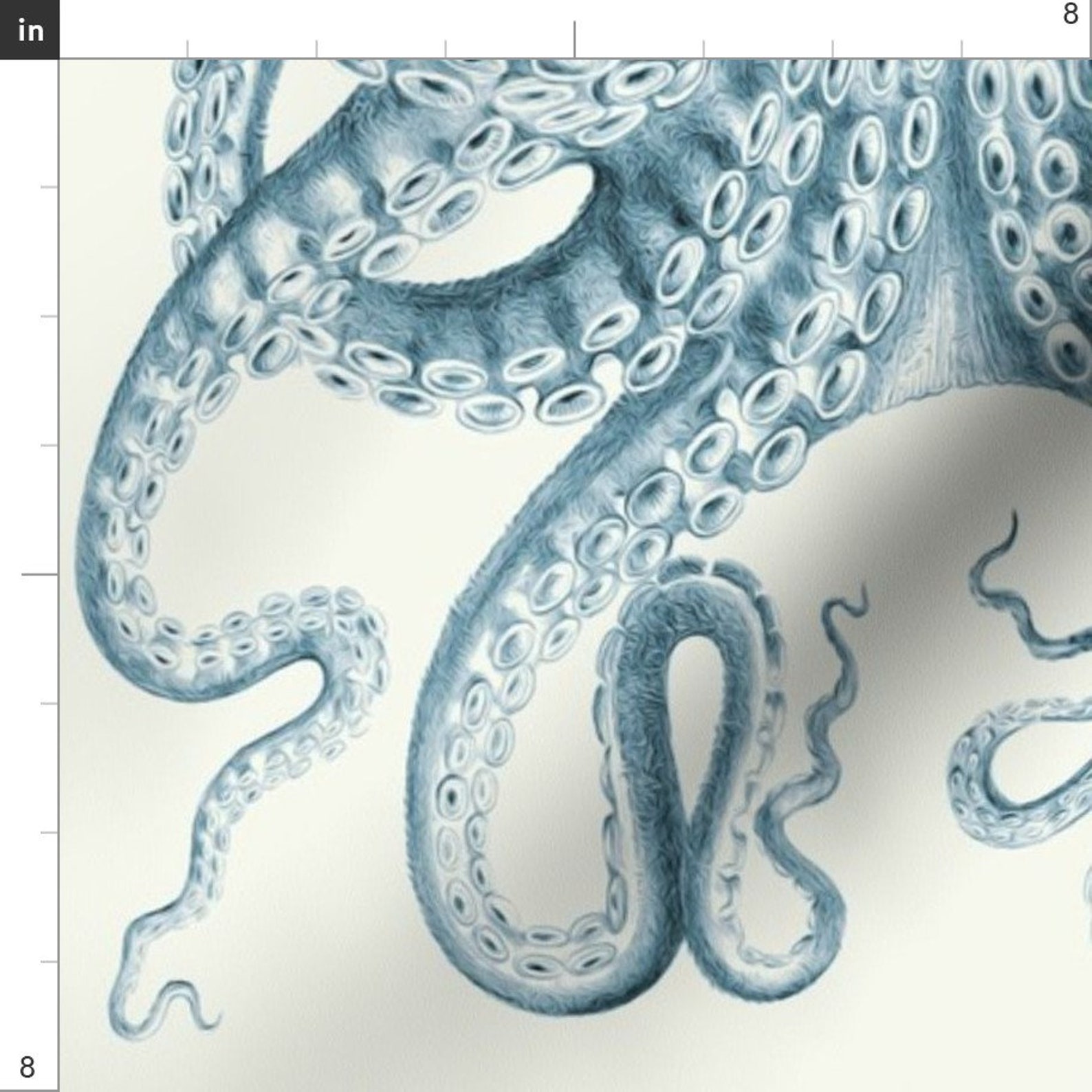 Blue Octopus Fabric Octopus Oasis in Sea by Willowlanetextiles Nautical ...