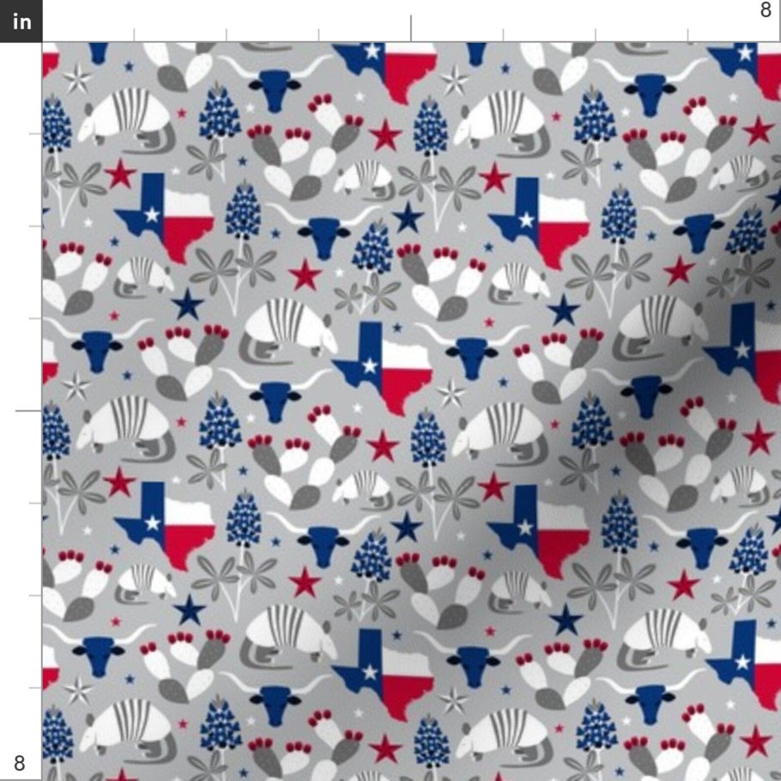 Gray Texas Flag States Fabric Symbols of Texas silver Extra | Etsy