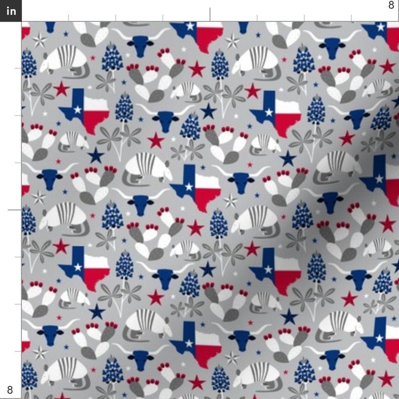 Gray Texas Flag States Fabric Symbols of Texas silver Extra | Etsy