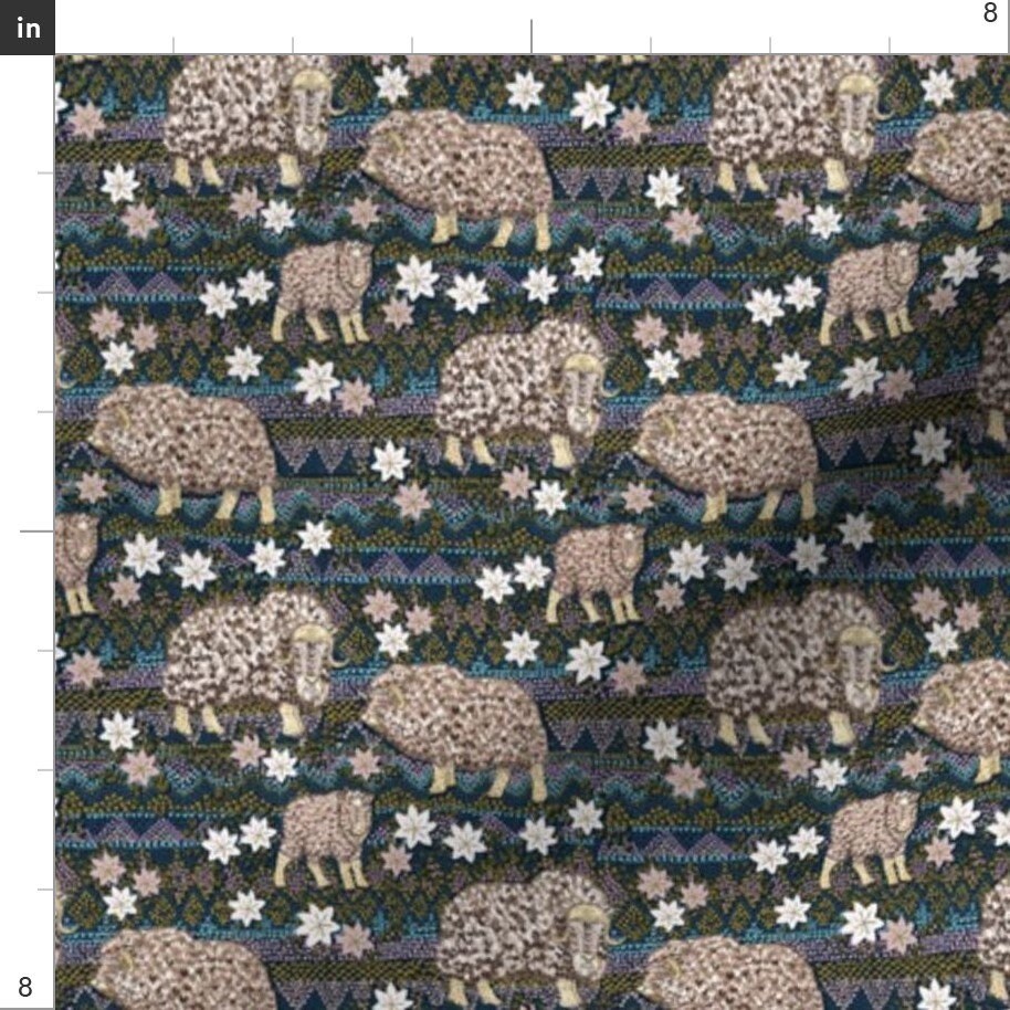 Musk Ox Animal Design Fabric Musk Oxen Of Fair-Islendia | Etsy