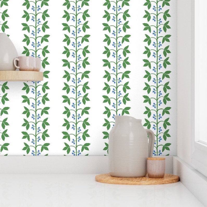 Vine Wallpaper Custom Berry Vine Stripe by Danika Herrick - Etsy