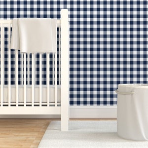 Blue Gingham Wallpaper Blue and White One-inch Check by - Etsy