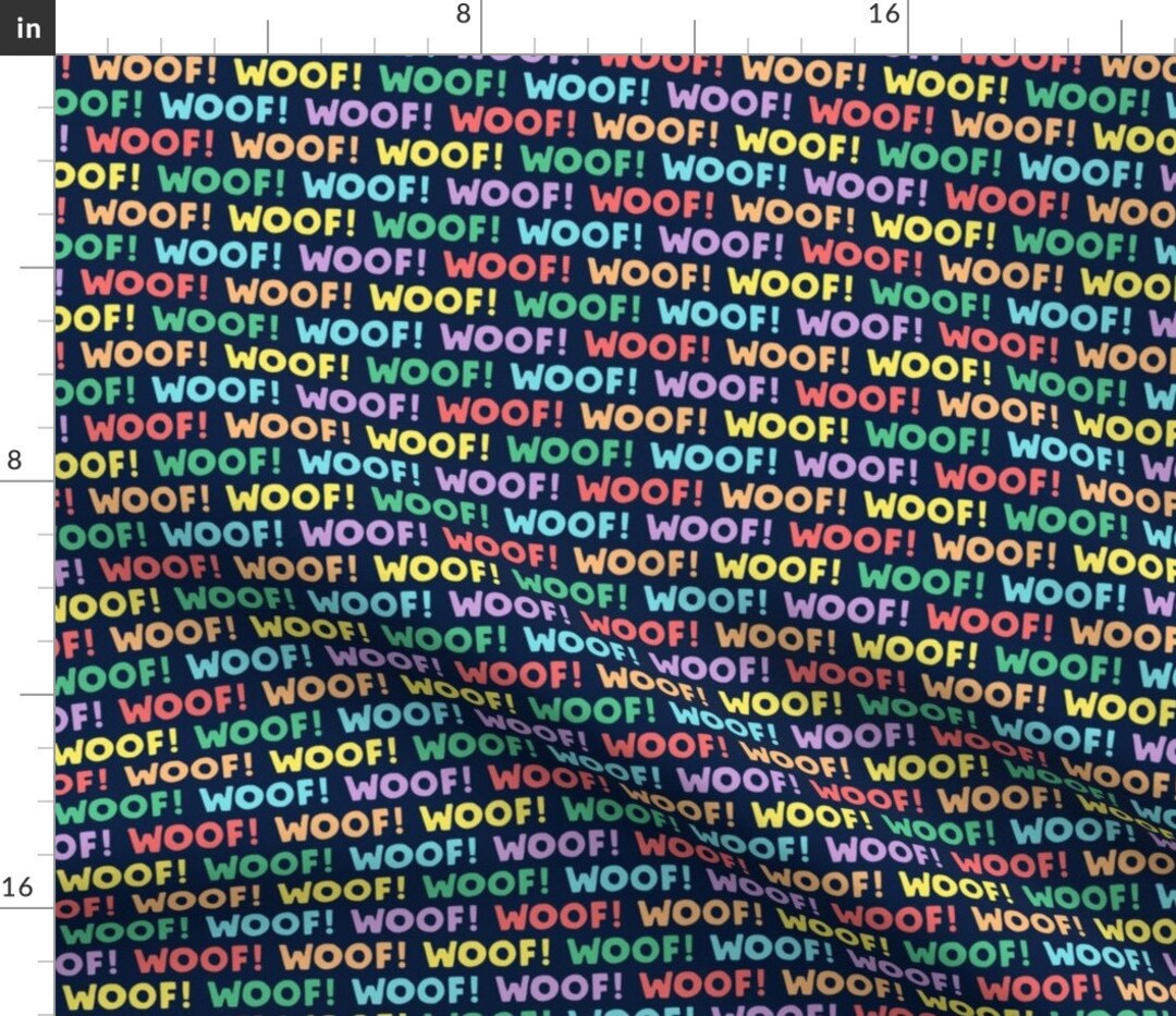 Woof Fabric Woof by Littlearrowdesign Woof Dog Bandana Black Rainbow ...