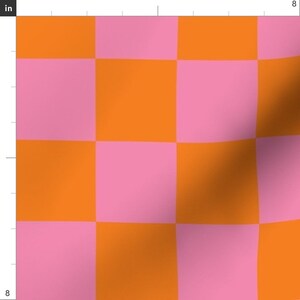 Retro Fabric Old School Check Large by Beshkakueser Check Orange Pink ...