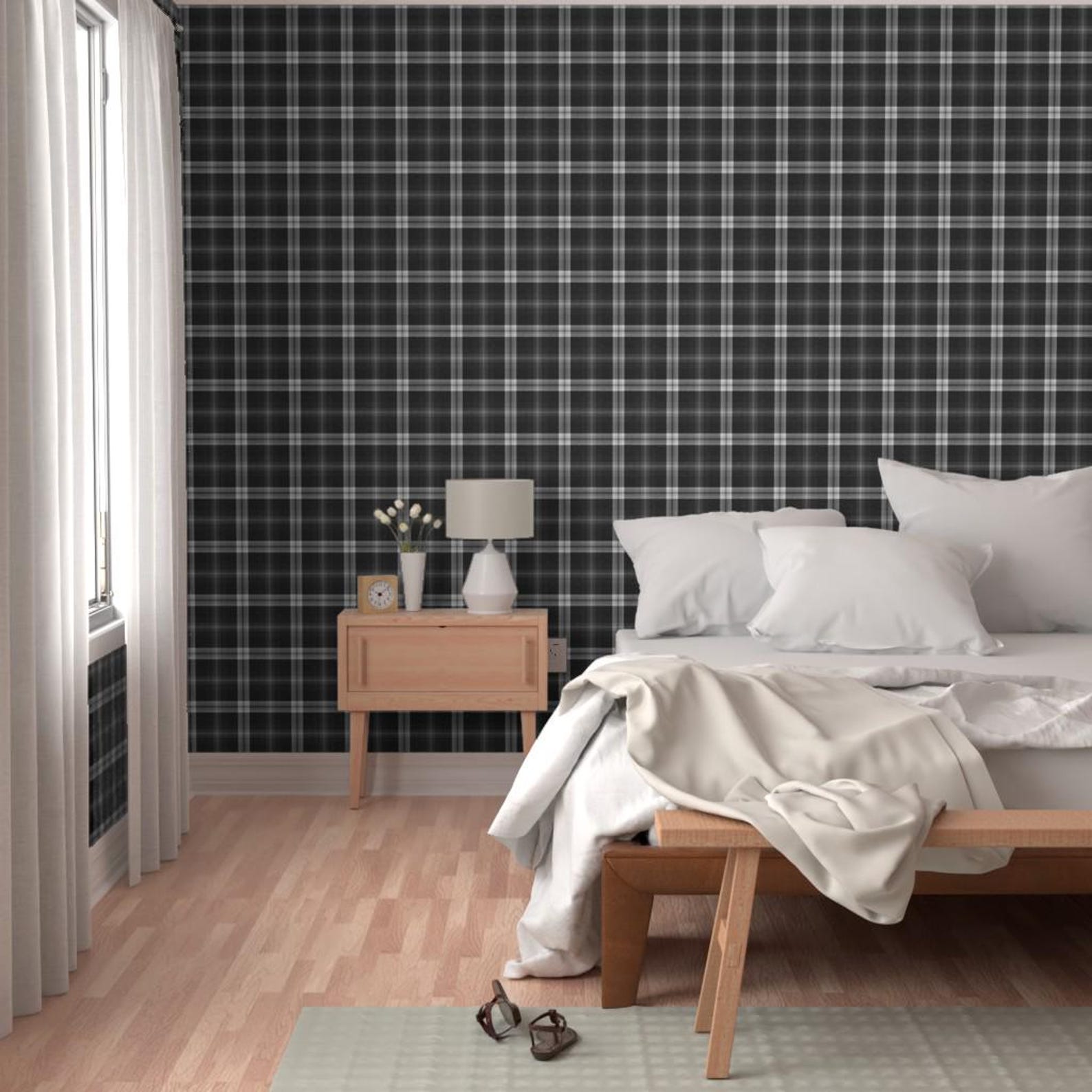 Black & White Plaid Wallpaper - Plaid Galaxy by Idoa- Modern Home Decor ...