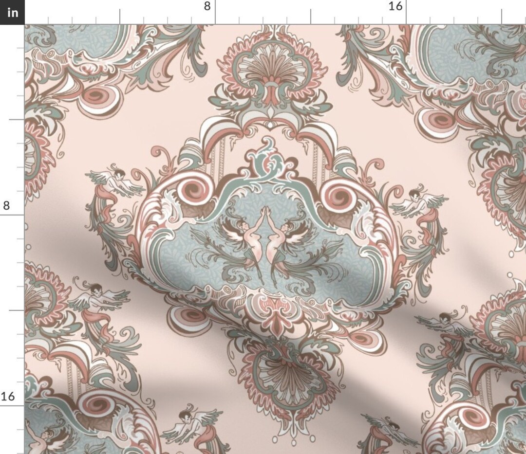 Vintage Style Angels Fabric Rococo Romantic by Stacystudios Blush Peach ...