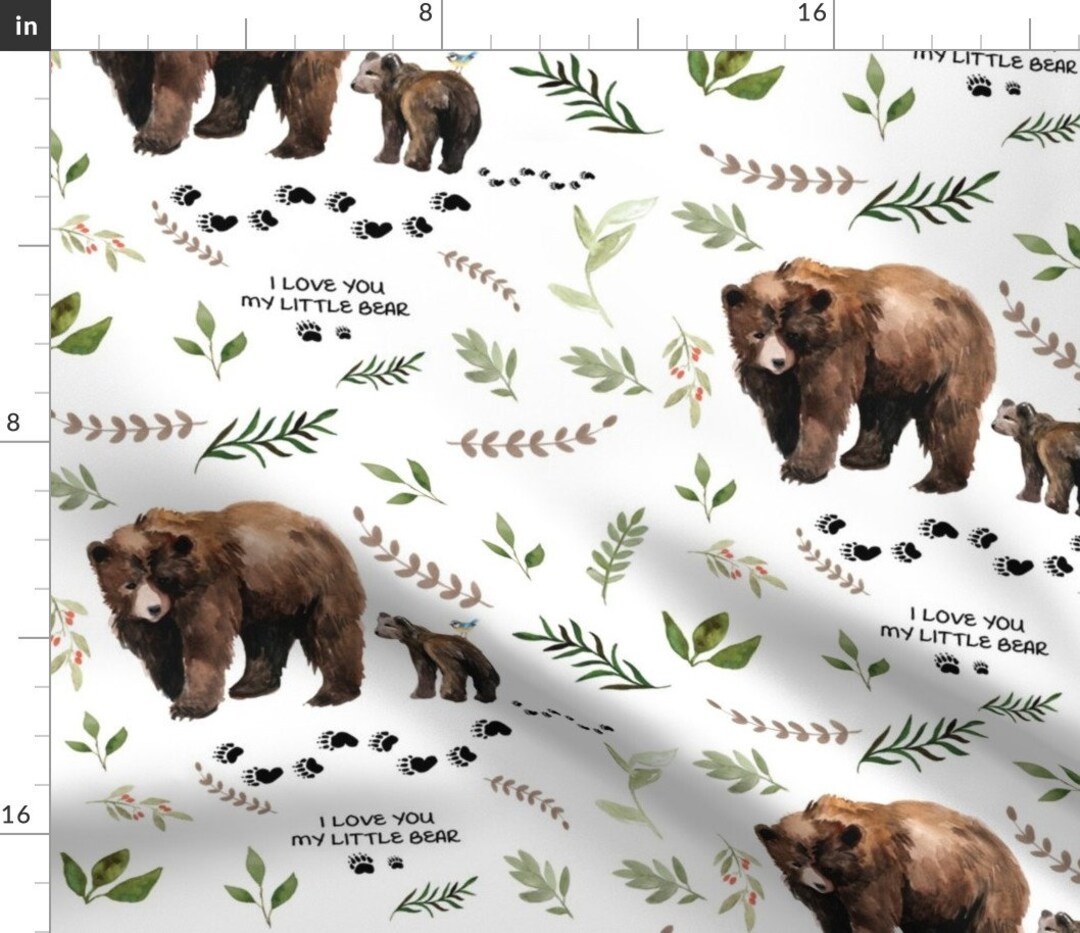 Brown Bear Fabric Mama and Baby Bear by Twodreamsshop Baby Bear Nursery ...