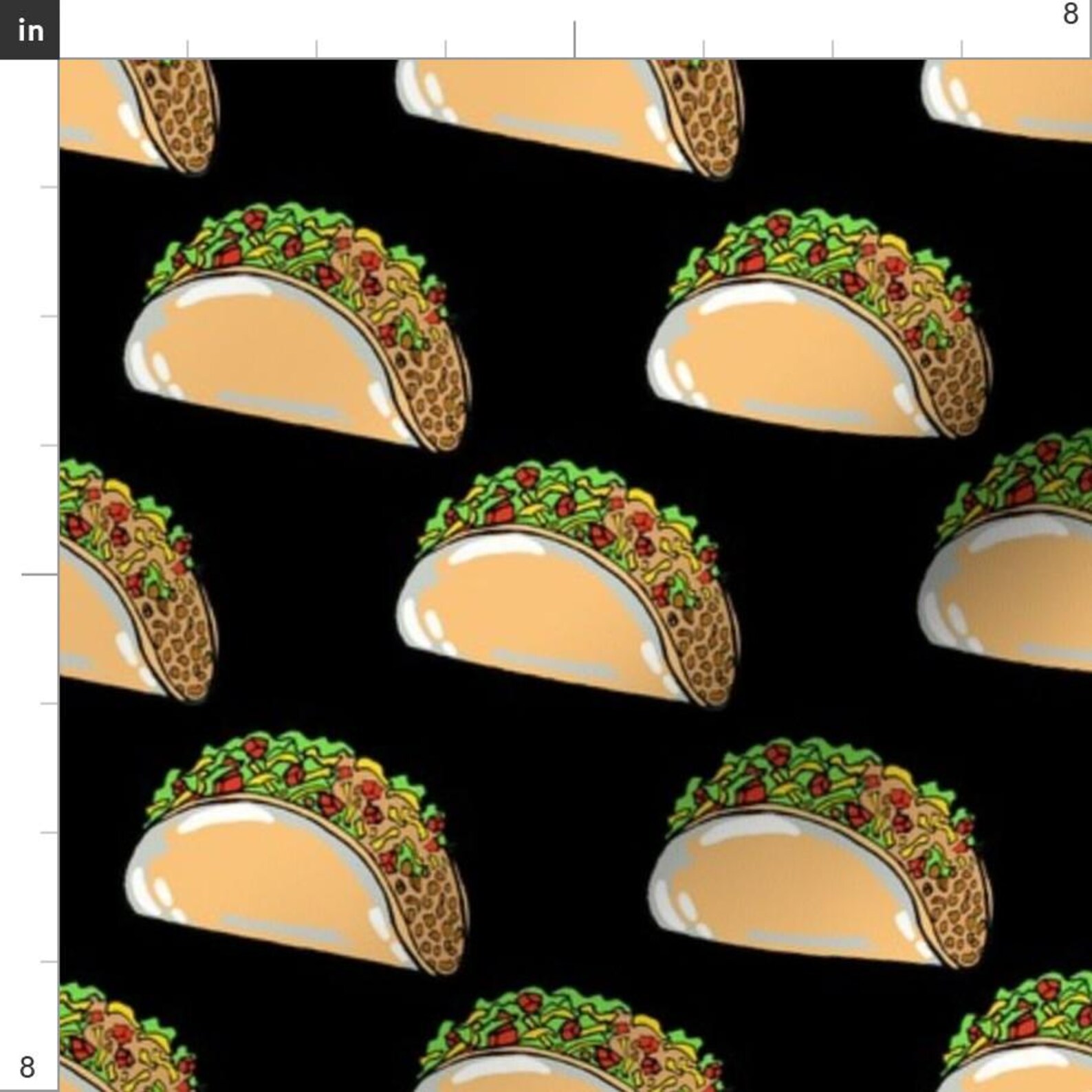 Taco Fabric - Tiny Tacos on Black by Tarareed - Taco Cotton Fabric by ...