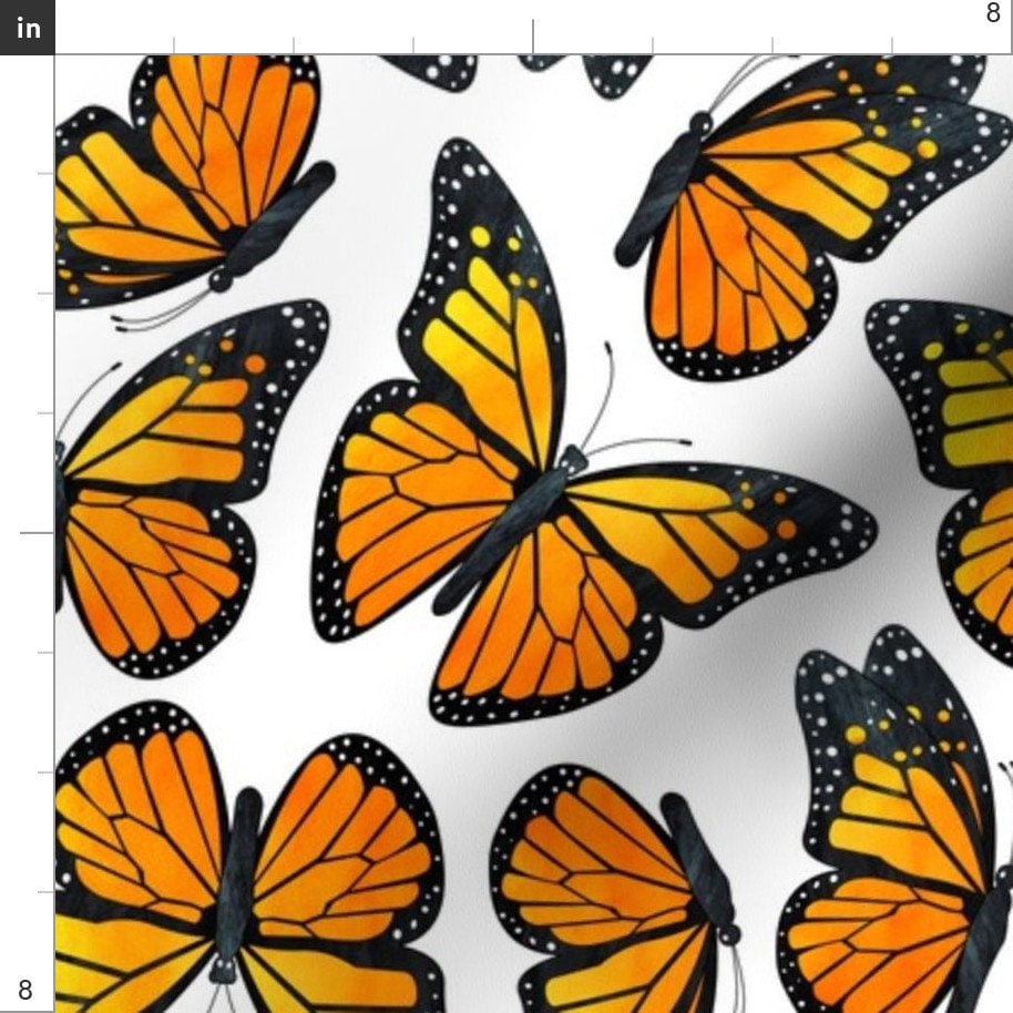 Monarch Fabric Monarch Butterfly Watercolor by Jannasalak | Etsy