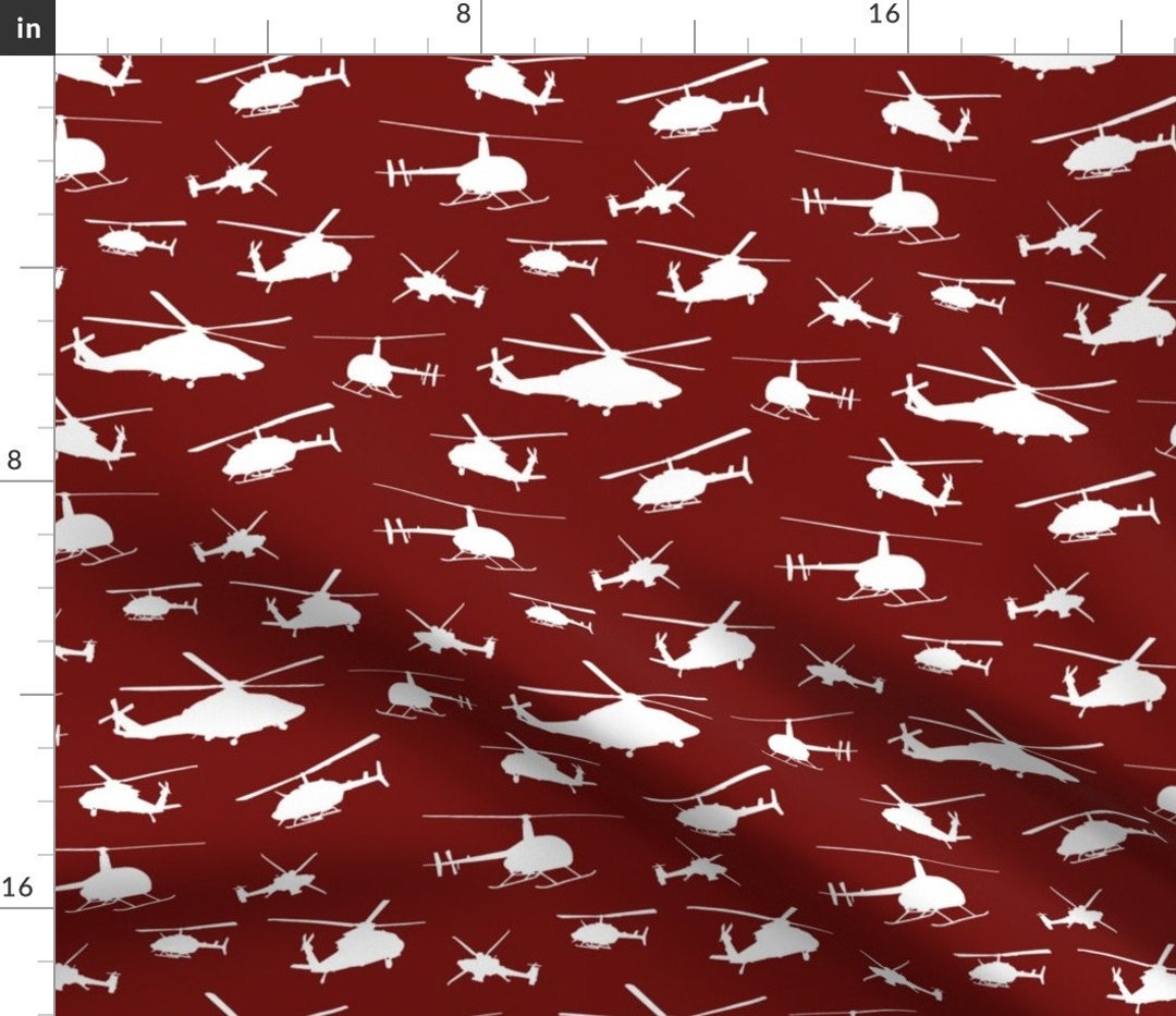 Helicopter Fabric Helicopter Silhouettes Red by Thin Line Textiles ...