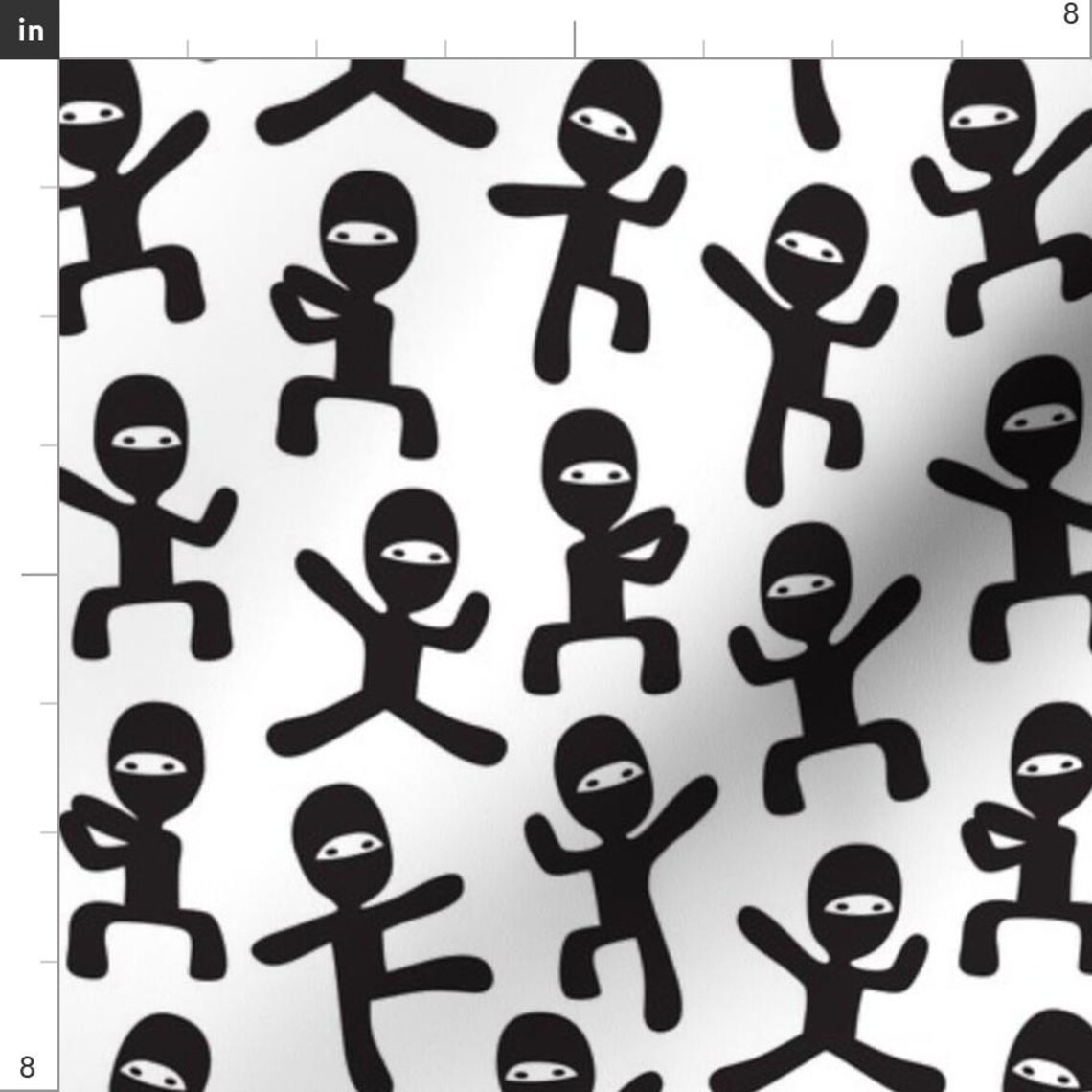 Black and White Ninjas Fabric - Ninjas by Littlearrowdesign - Ninjas ...