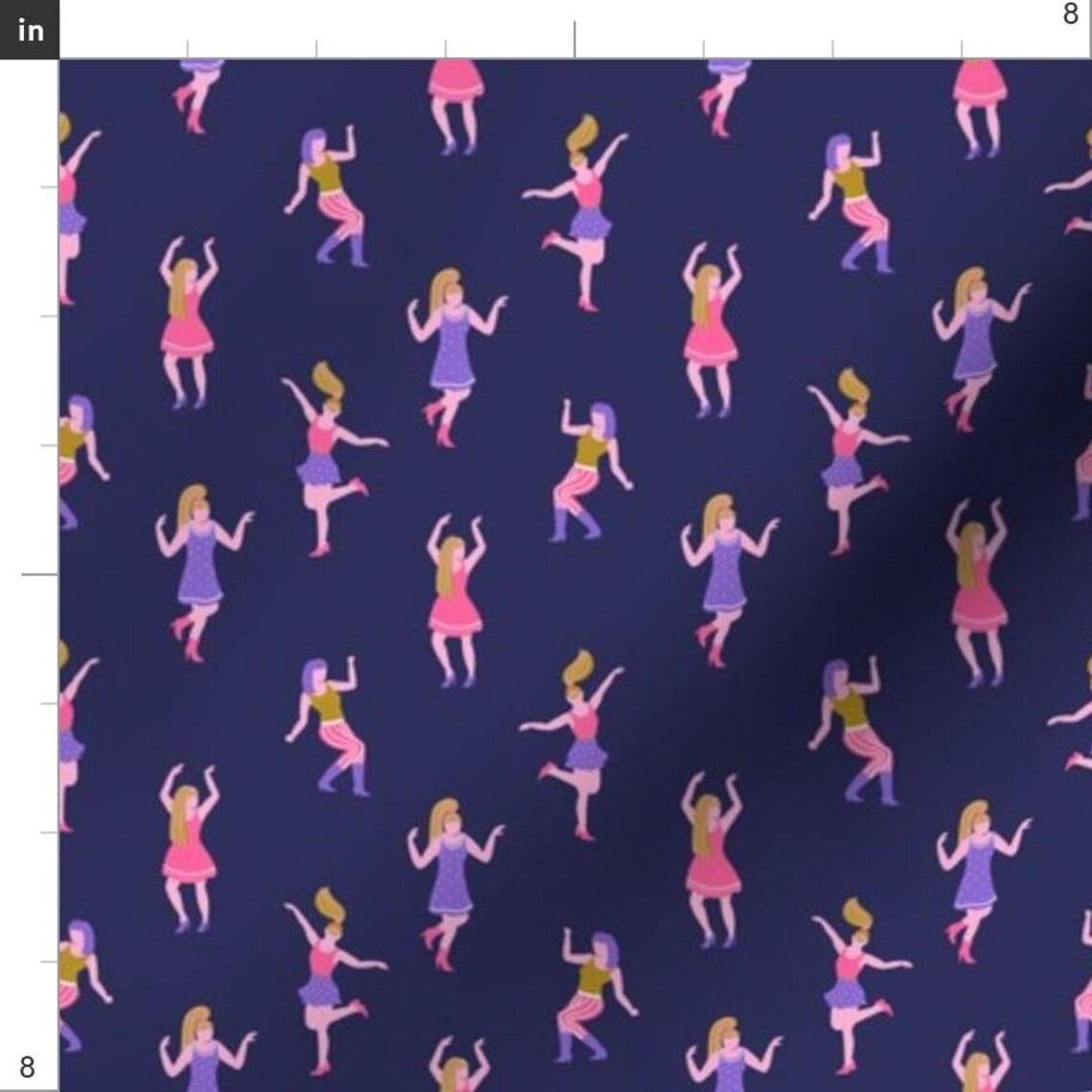 Dancing Gals Fabric - Dancing Girls by Alenkakarabanova - Retro Dance ...