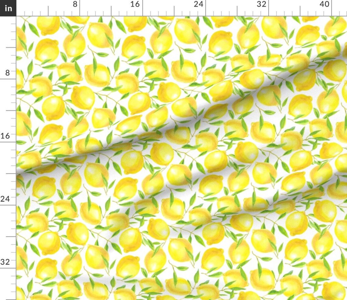 Citrus Yellow Lemon Trees Fruit Fabric Lemons Pattern Design - Etsy