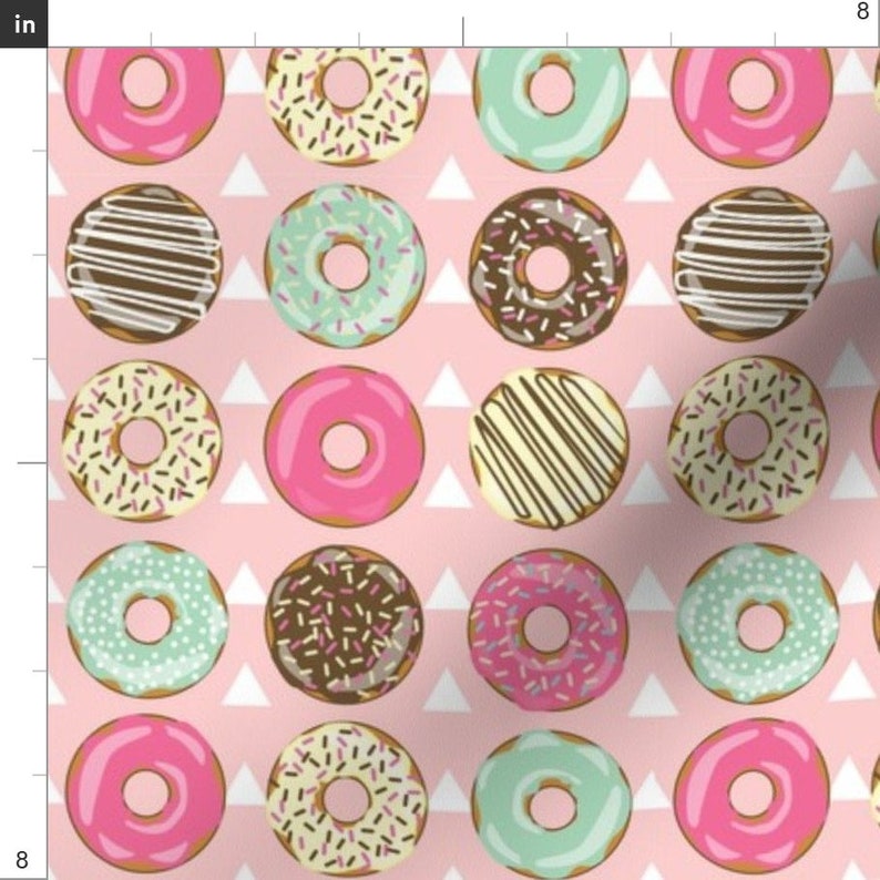 Donuts Fabric Colorful Frosted Donuts Pink Chocolate Aqua - Etsy