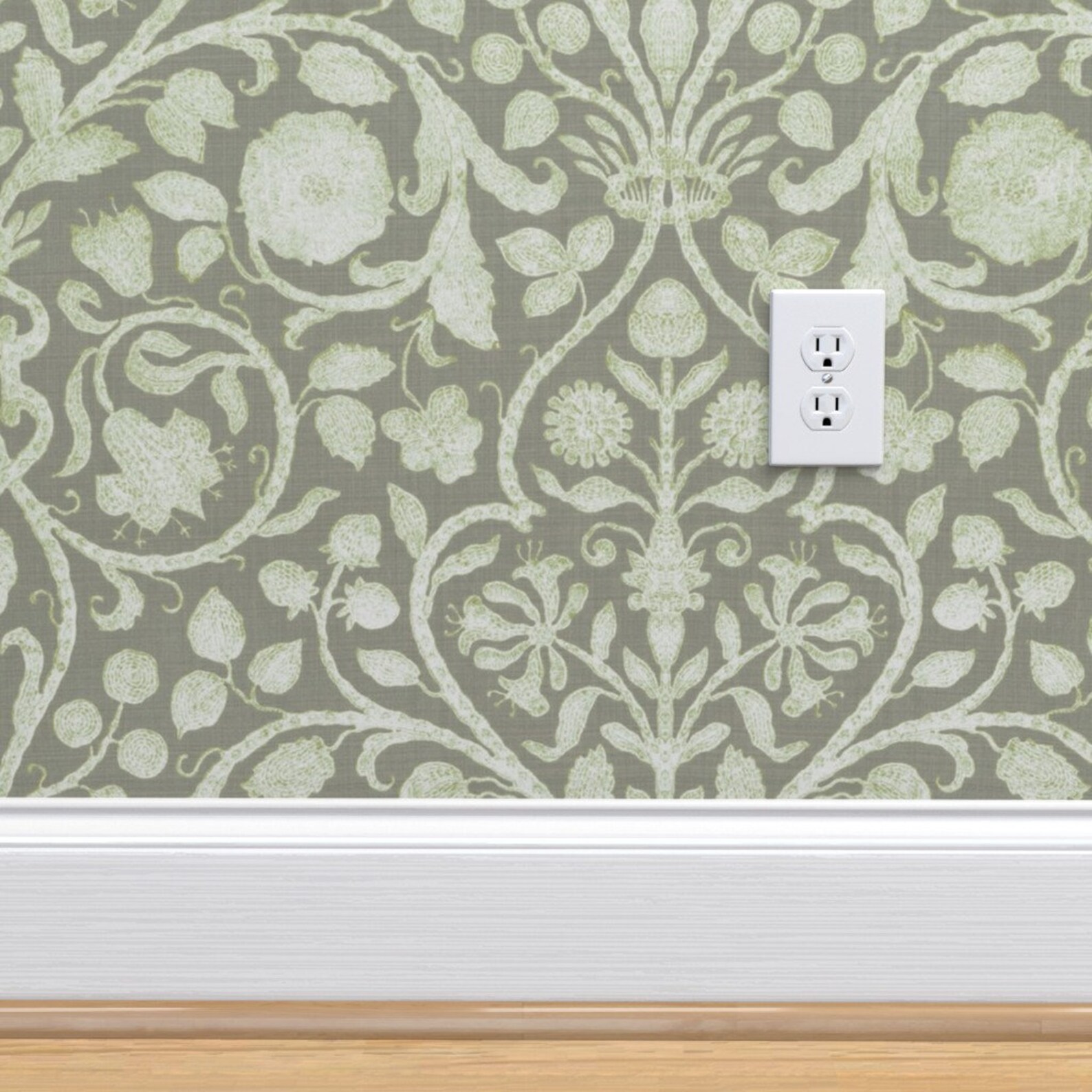 French Wallpaper Provence in Spring Green and Storm by - Etsy