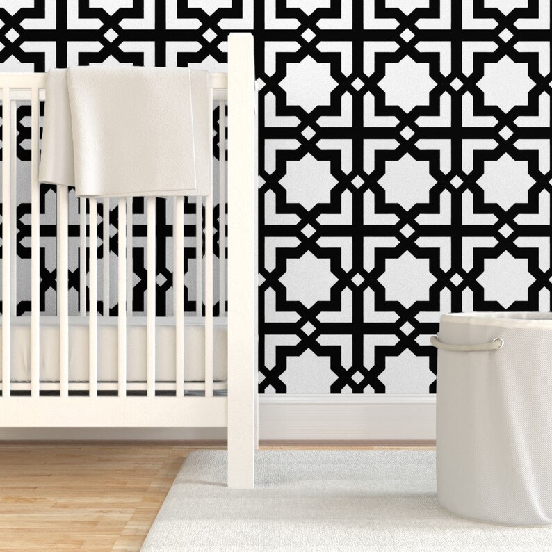 Moroccan Wallpaper Casablanca White Black by Miss Blümchen | Etsy
