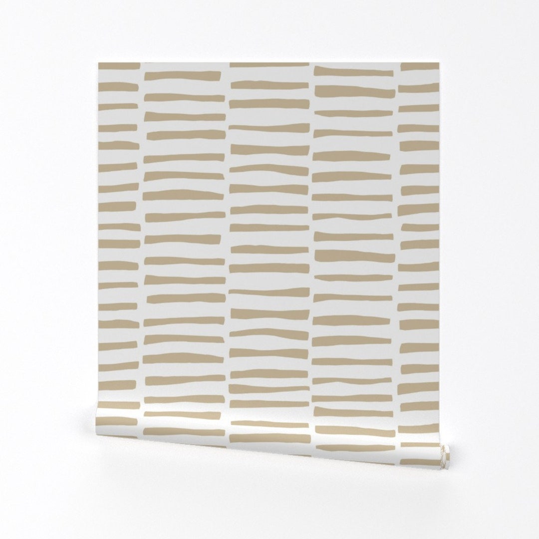 Neutral Stripe Wallpaper Minimalist Taupe by Trellishill Minimal Modern ...