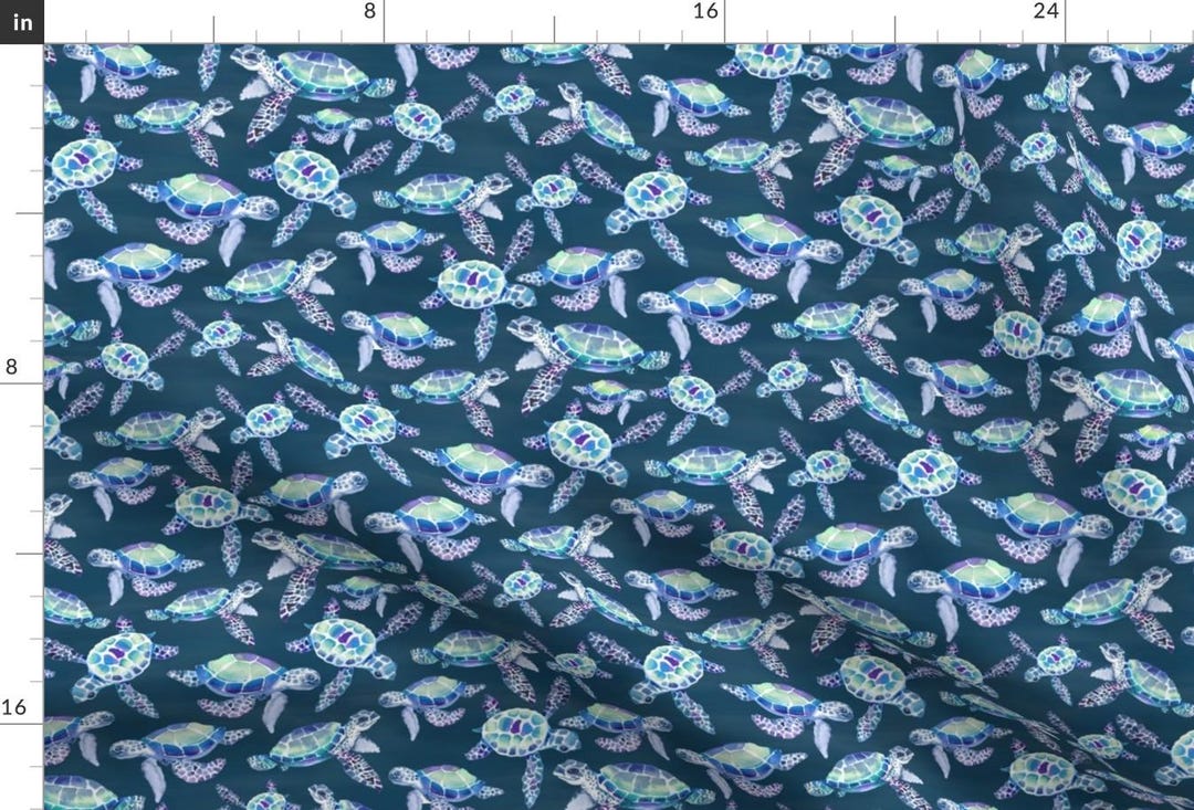 Baby Sea Turtle Fabric - Turtles on Blue by Gingerlique - Coastal ...