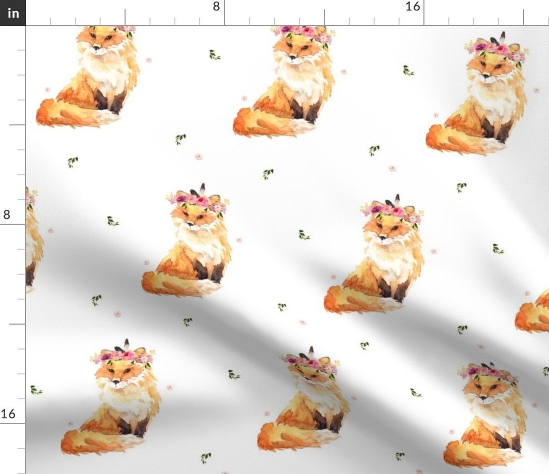 Boho Fox Fabric Floral Fox / Wild One by Shopcabin Orange - Etsy