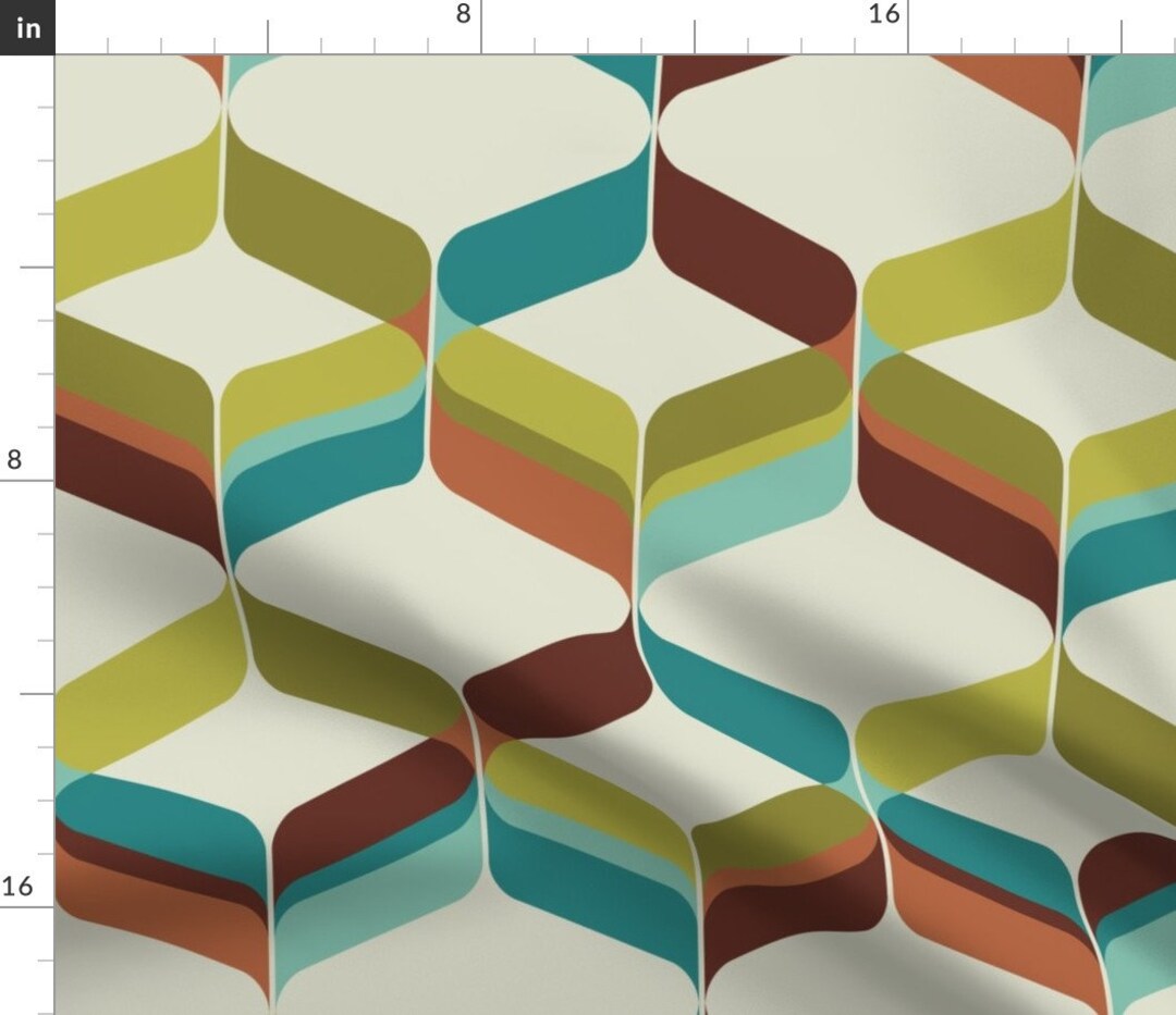 Geometric Abstract Fabric Retro Ribbon by Delinda_graphic_studio Modern ...