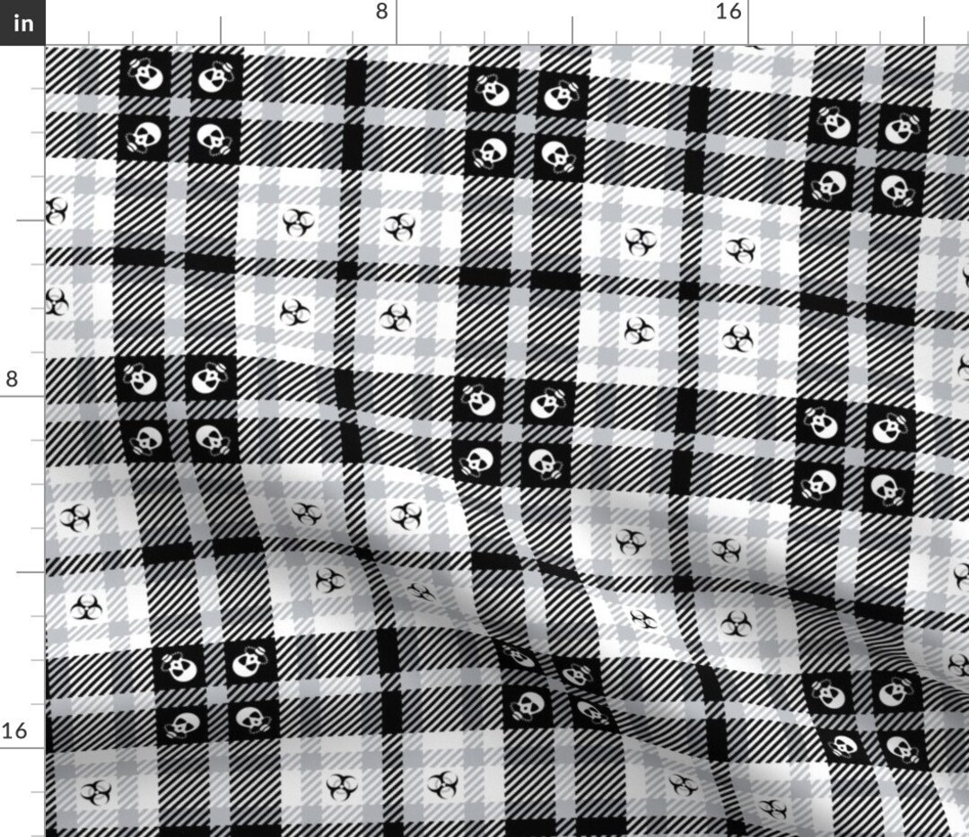 Gas Mask Plaid Fabric Biohazard Gas Mask Plaid 136 Black Grey White by ...