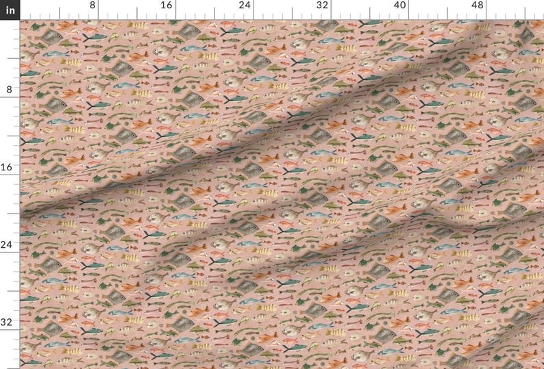 Fishy Fabric - Fish in Dusky Pink by Katherine Quinn - Fishy Colorful ...
