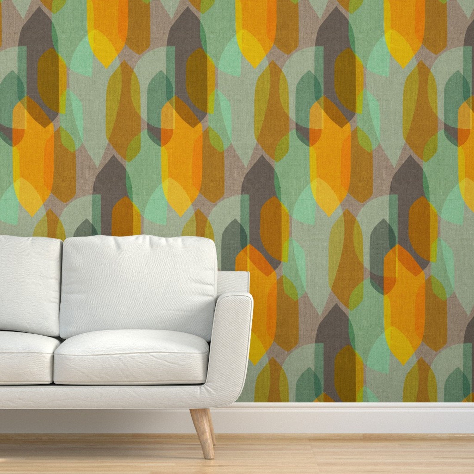 Mid Century Wallpaper Mid Century Color Blocks Mint/gold by - Etsy
