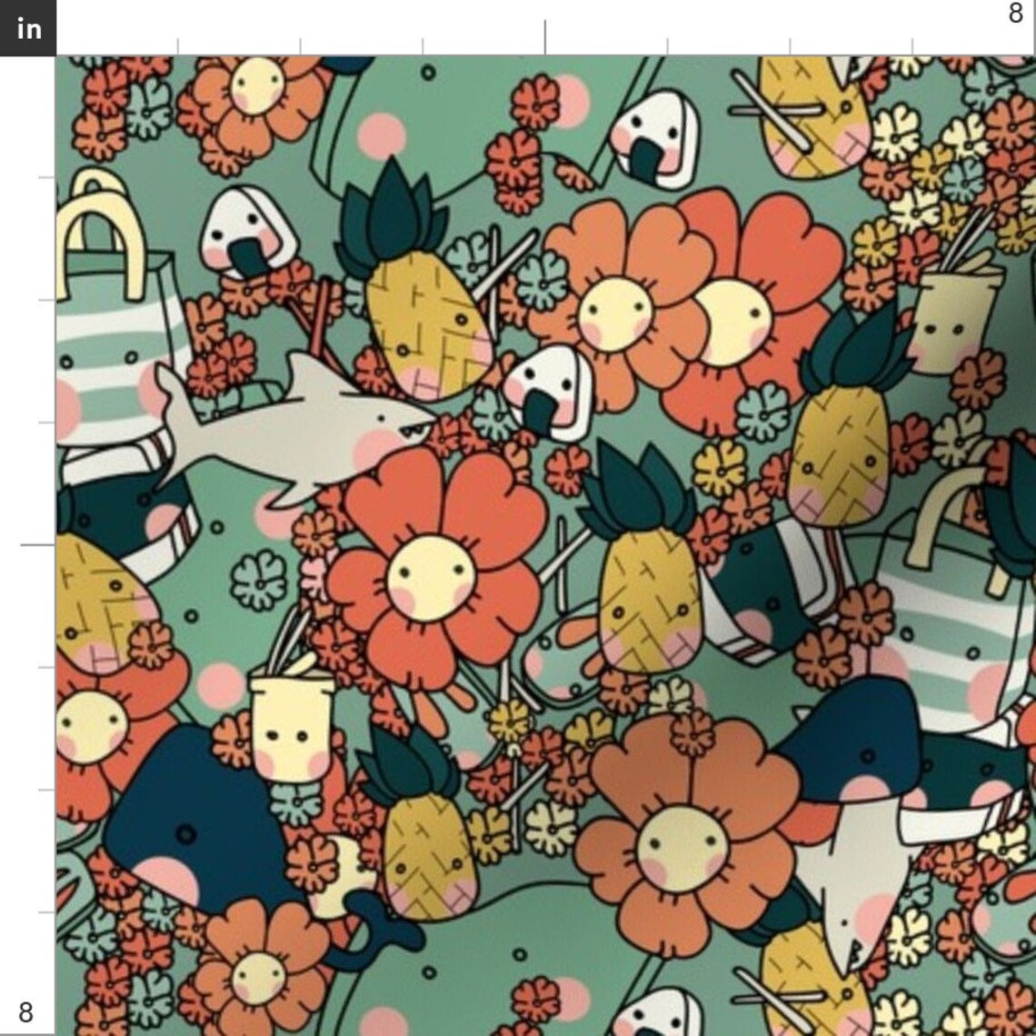 Kawaii Hawaii Fabric Kawaii Hawaii Vintage By Kait The Ambi | Etsy