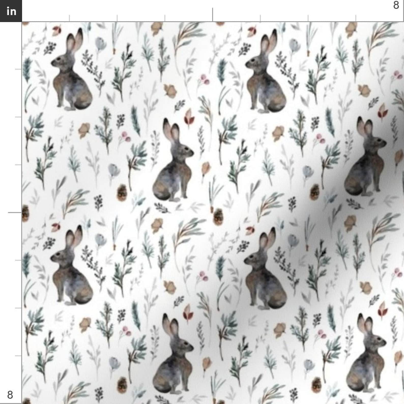 Woodland Rabbits Fabric 4 Woodland Bunnies on White By - Etsy Italia