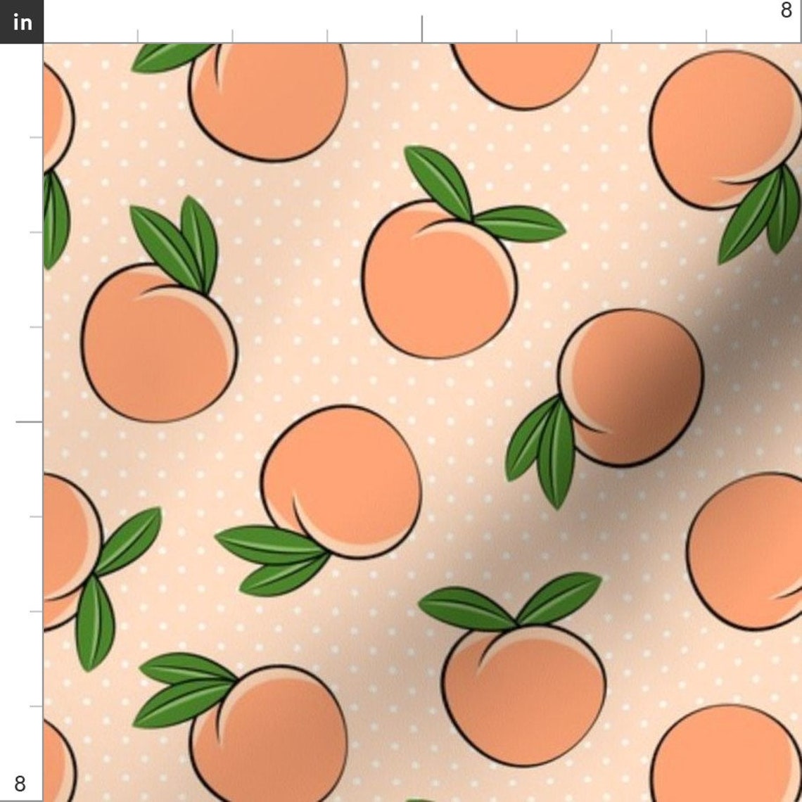 Peaches Fabric Peaches Polka Dots on Peach by - Etsy