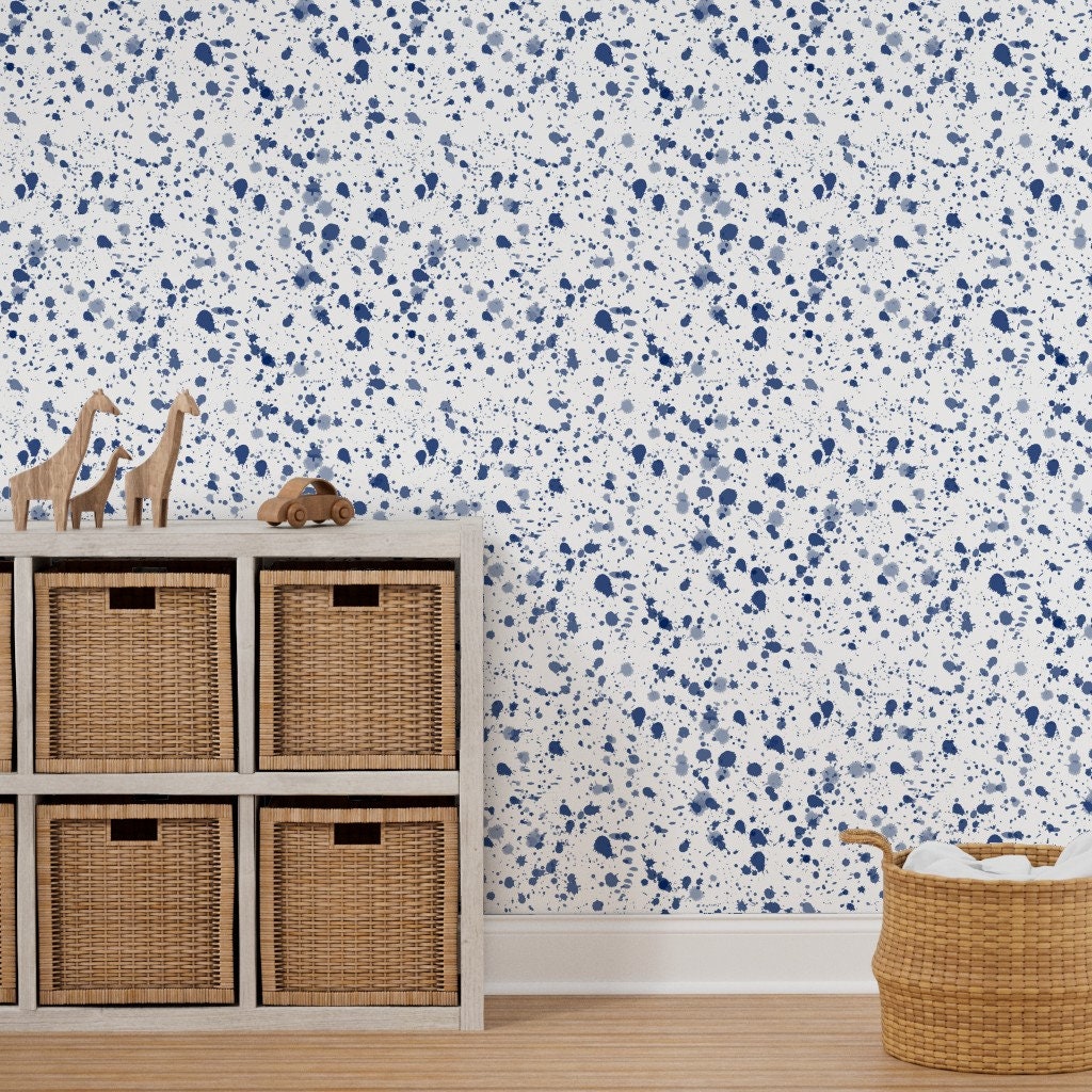 Ink Splatter Wallpaper Splat in Indigo by Danika Herrick - Etsy