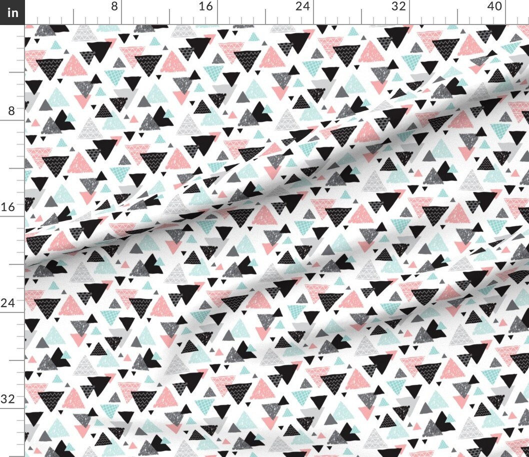 Triangles Fabric Geometric Triangle by Littlesmilemakers - Etsy