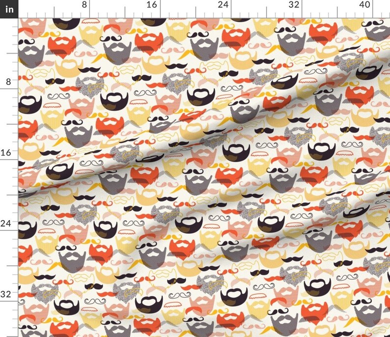 Beard Mustache Fabric Modstache and Beards by Katerhees - Etsy