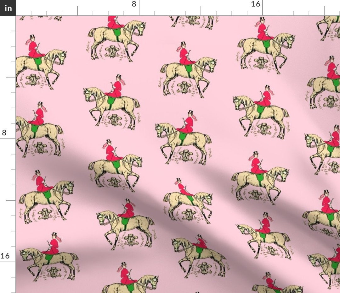 Pink Equestrian Horse Woman Fabric in the Pink by Ragan Equestrian ...