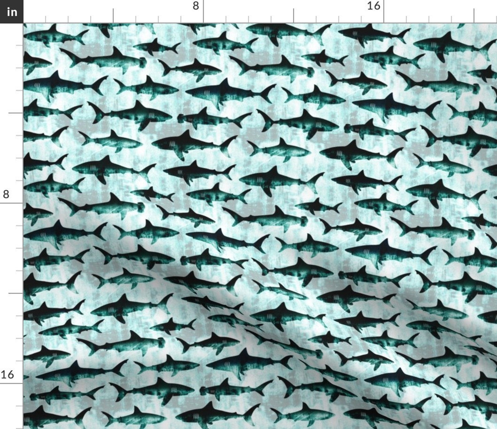 Shark Fabric Sharks Lagoon by Littlearrowdesign Shark - Etsy