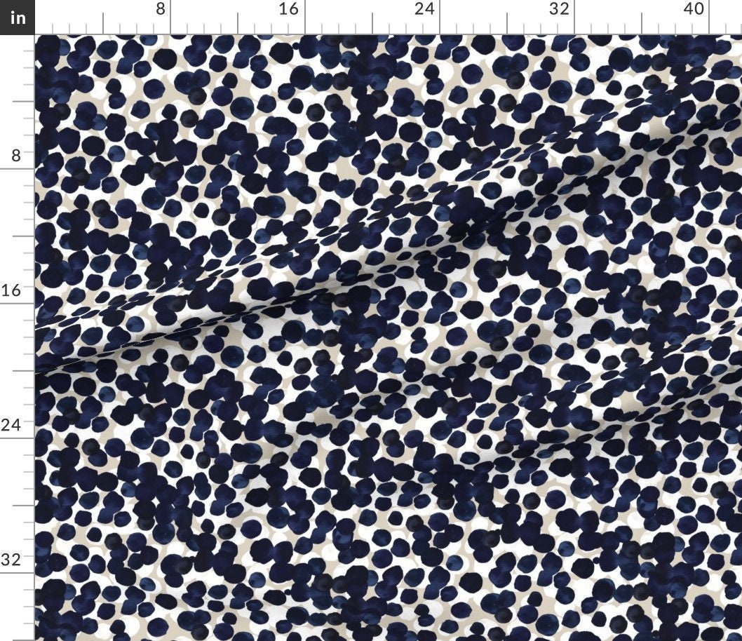 Abstract Indigo Fabric Indigo White Dots by Crystal Walen - Etsy