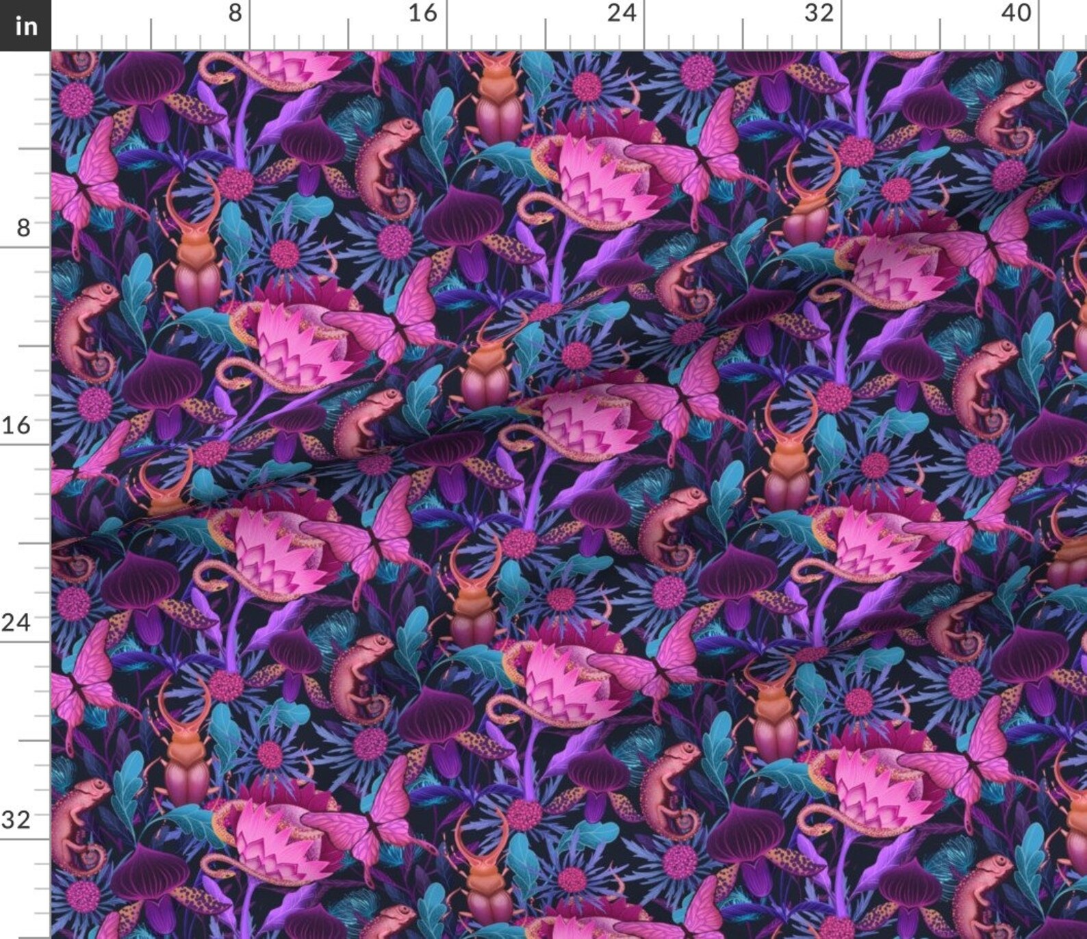 Floral Bright Pink Abstract Tropical Fabric Day Glow Floral | Etsy