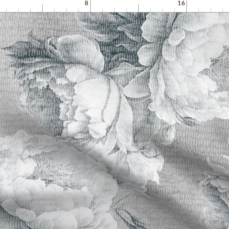 Gray Floral Fabric - Etsy